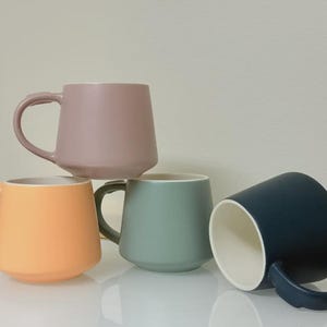 Set of 4 Ceramic Mug Set - Matte Pastel Mugs - Etsy