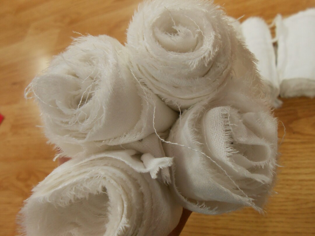 4 Hand Torn Linen Rolls VINTAGE White Irish LINEN Double DAMASK 4x70 ...