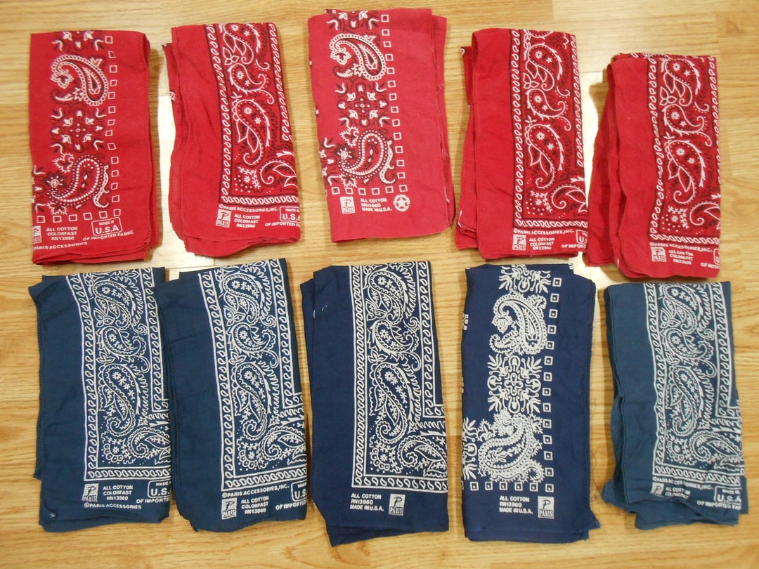 Vtg Antique Usa Lot of 10 Mixed PARIS Red / Navy Blue ALL PAISLEY ...
