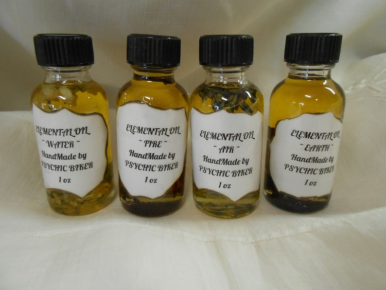 4 Handmade ELEMENTAL Oils 1 Oz Earth Fire Water Air Infused W ESSENTIAL ...