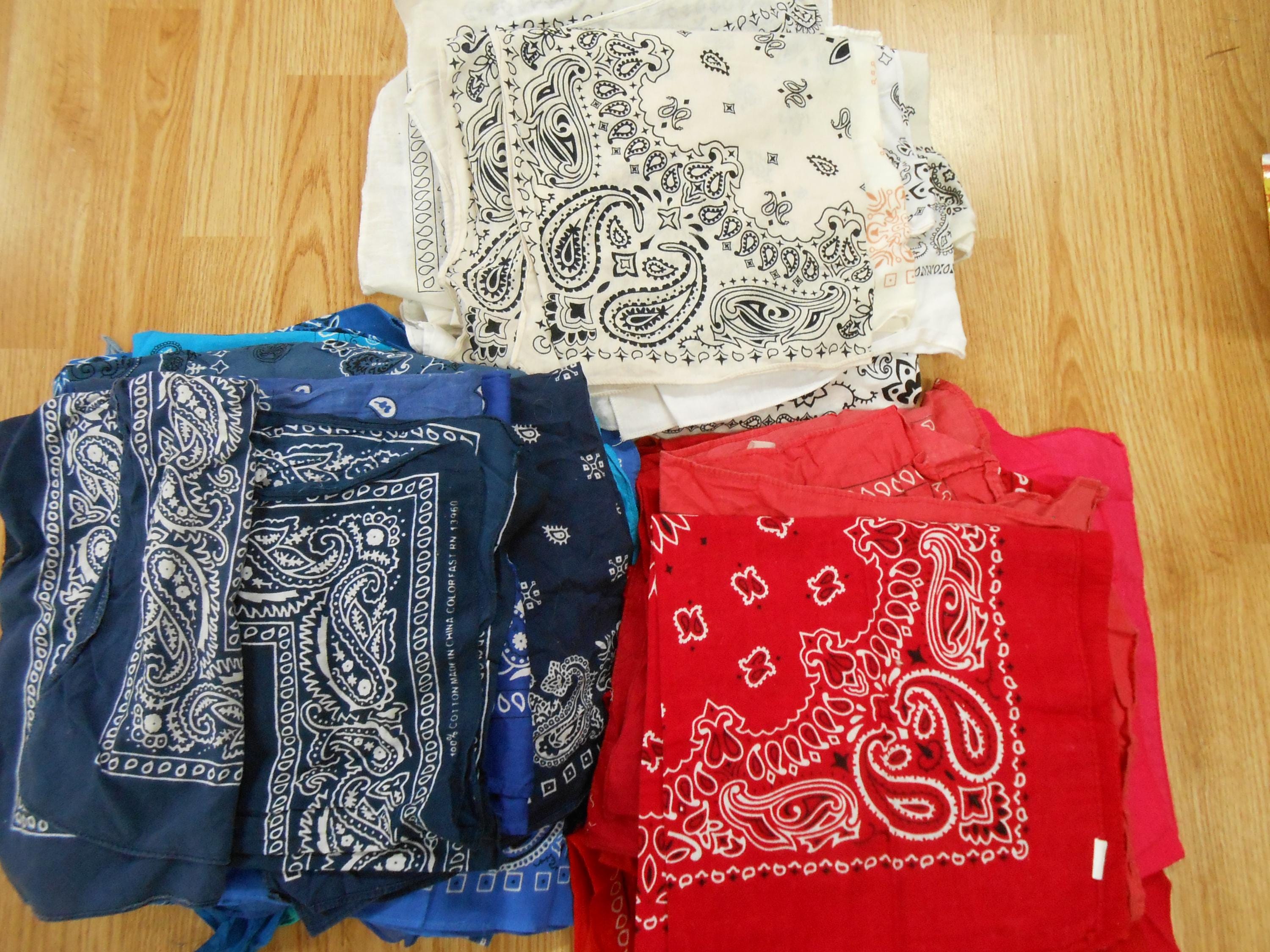 Old School Lot of 10 Mixed Shades of RED WHITE & BLUE Paisleys Soft ...