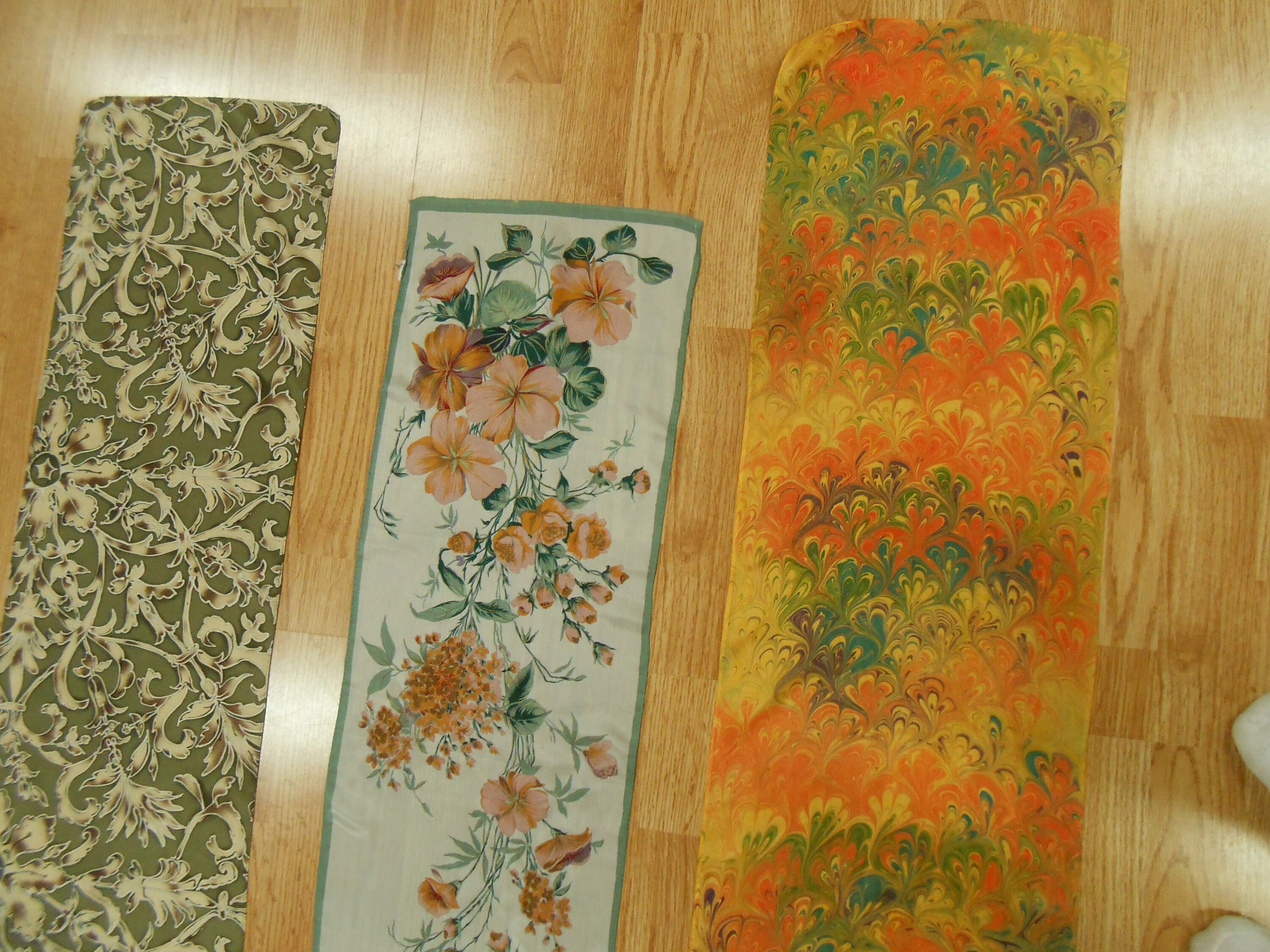 3 Vintage Elegant Silk Designer OSCAR De La RENTA Long Rectangle Scarf ...