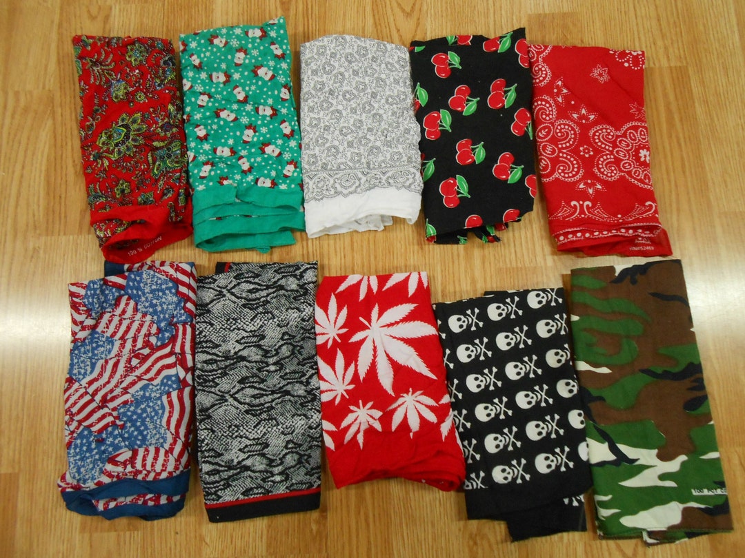 Lot of 10 Mixed Prints HIS & HERS Cotton Biker Old School Bandana's ...