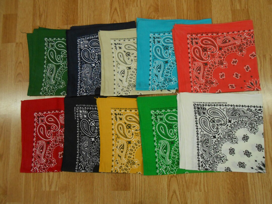 Vtg Antique USA Lot of 10 Mixed Colors PAISLEY Prints Cotton Biker Old ...