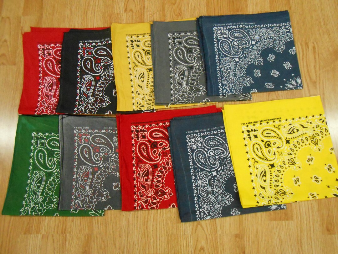 Vtg Antique USA Lot of 10 Mixed Colors PAISLEY Prints Cotton Biker Old ...
