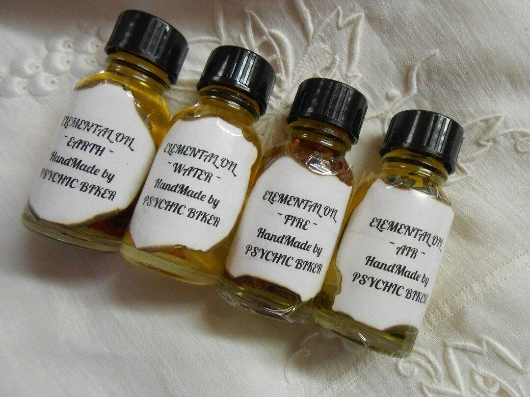 4 Handmade ELEMENTAL Oils 1/2 Oz Earth Fire Water Air Infused ESSENTIAL ...