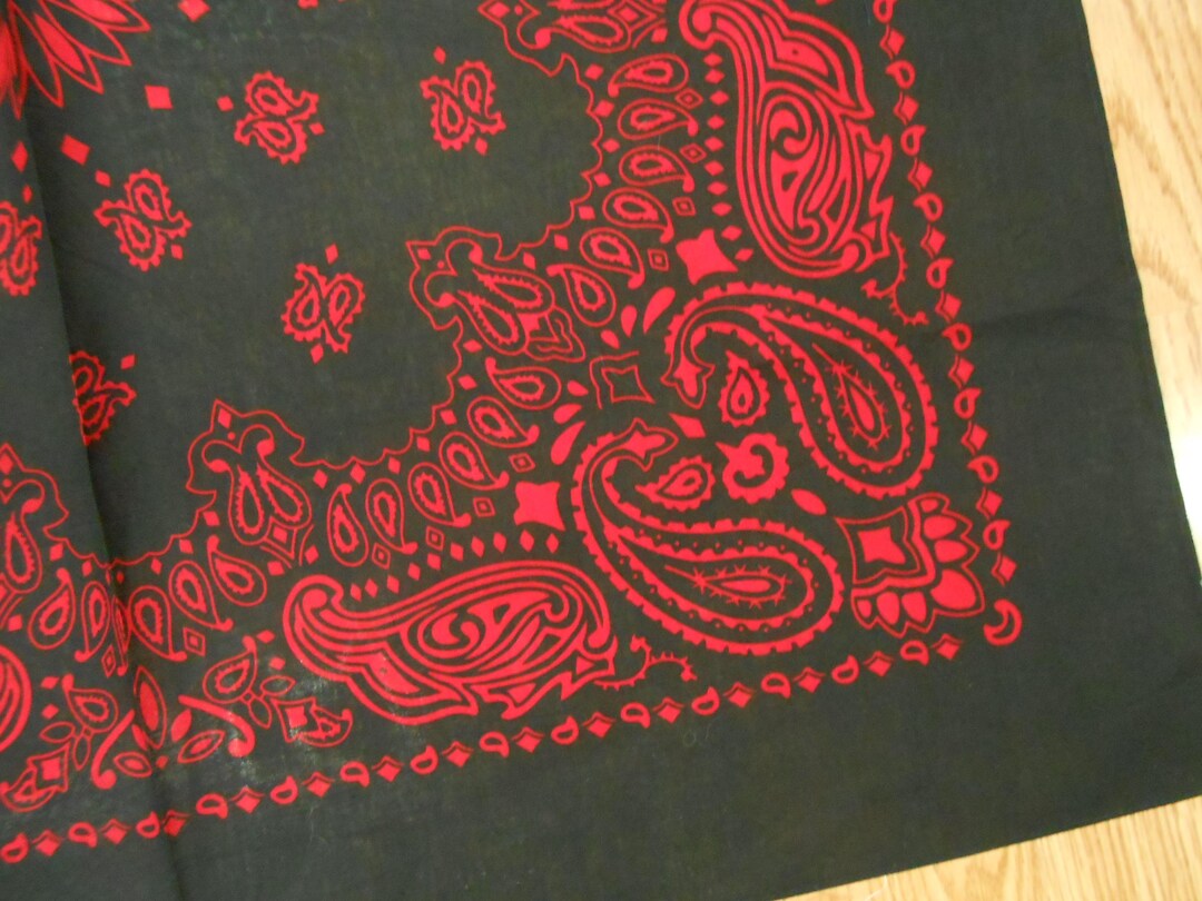 Vtg Big HEAD 26 BLACK PAISLEY Western Cotton Biker Bandana Kerchief ...