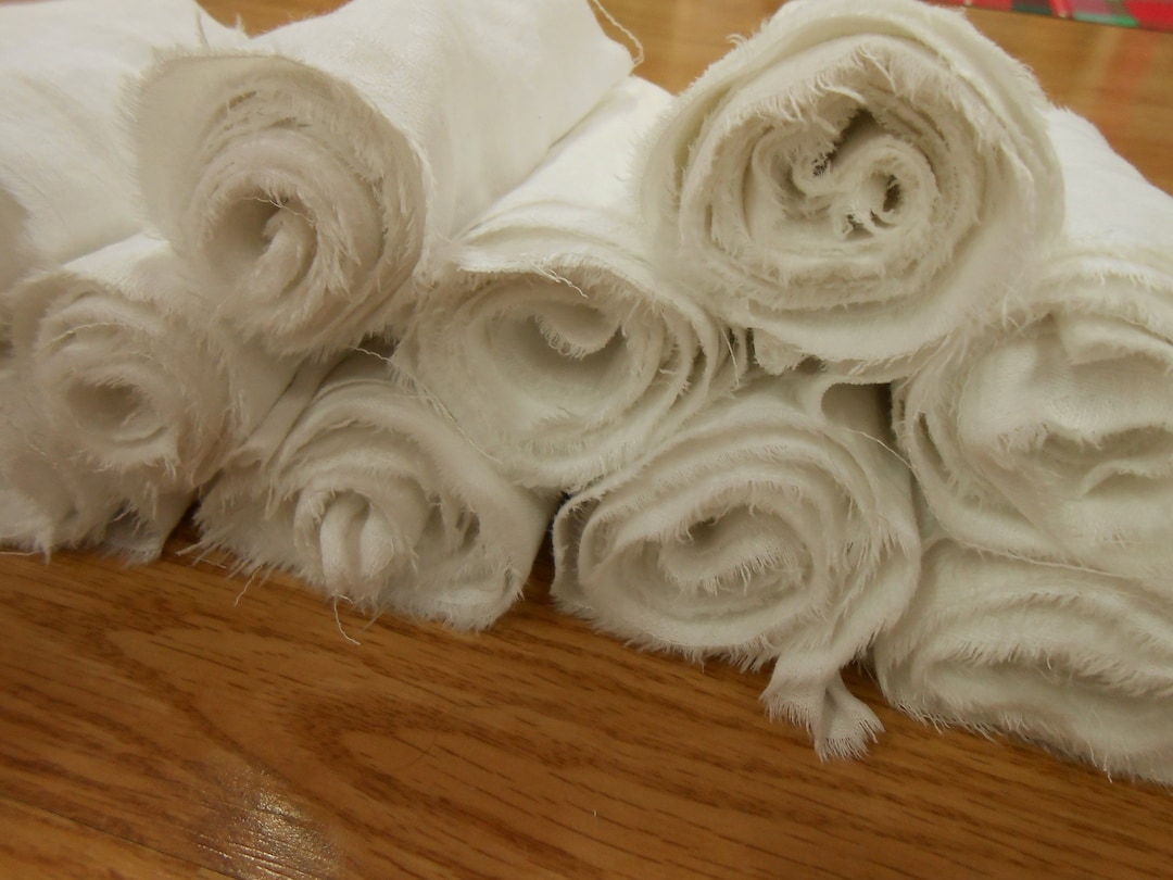 5 Hand Torn Linen Rolls VINTAGE White Irish LINEN Double DAMASK 4x96 ...