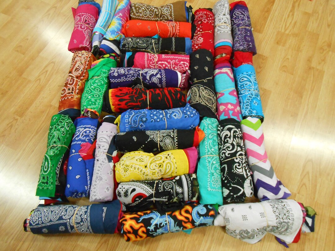 Old School Lot of 10 Mixed Prints & Colors PAISLEY SOFT COTTON Biker ...