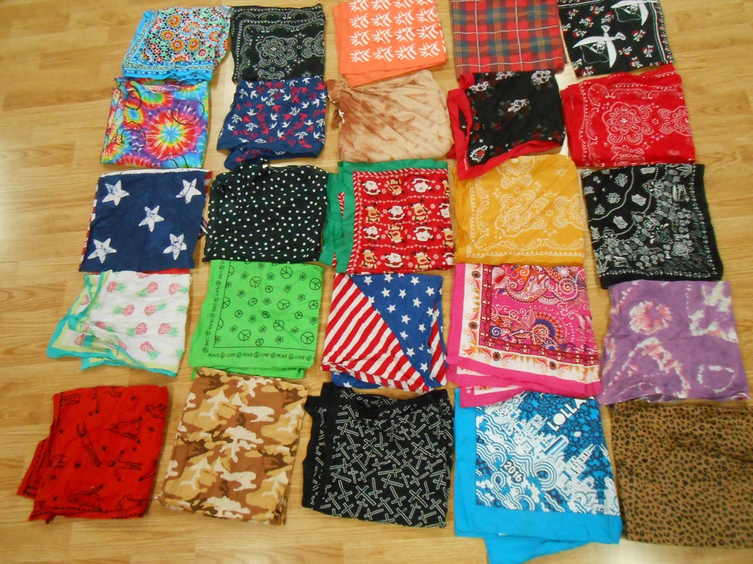 Lot of 25 Mixed Prints HIS & HERS Soft Cotton Biker Old School Bandana ...