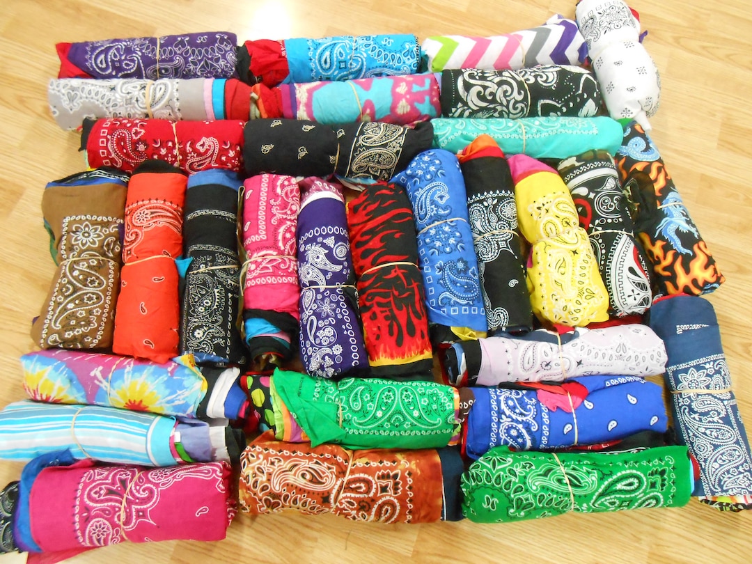 Old School Lot of 10 Mixed Prints & Colors PAISLEY SOFT COTTON Biker ...