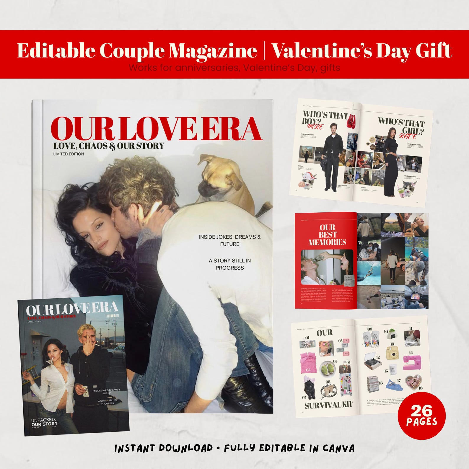 Editable Couple Magazine Template – Love Story Canva Template ...
