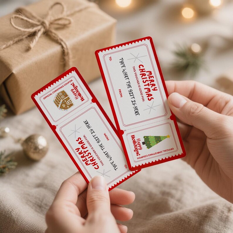Printable Christmas Coupon Book, Editable Gift Voucher (digital ...