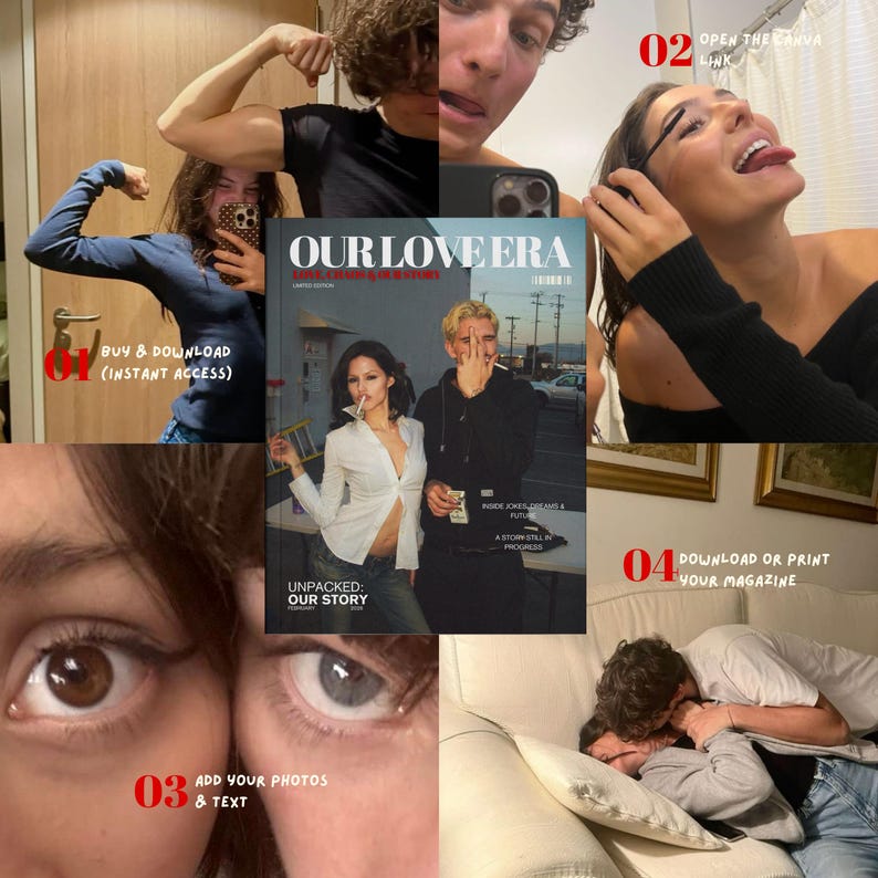 Editable Couple Magazine Template – Love Story Canva Template ...