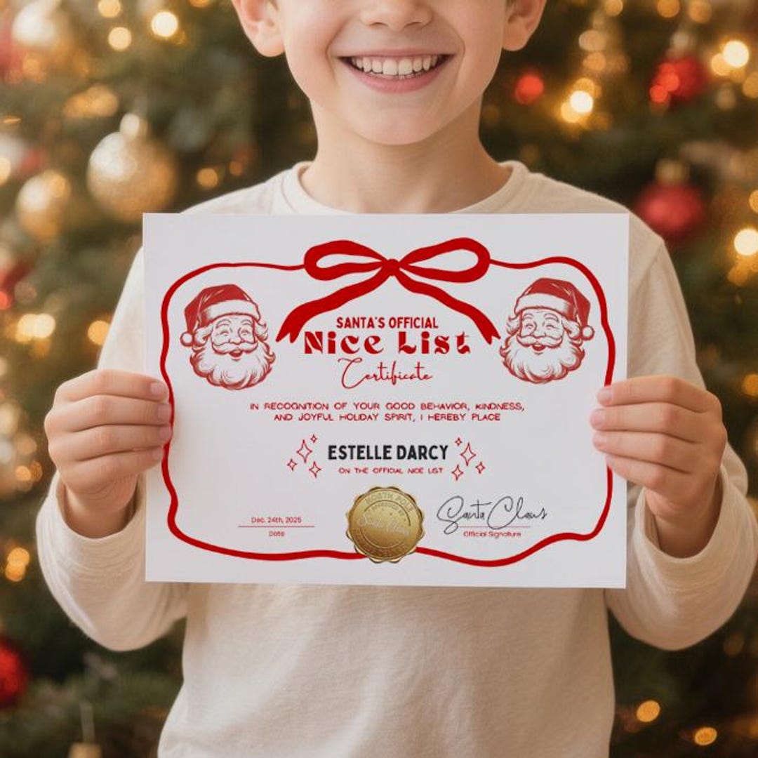Editable Santa Nice List Certificate Canva Template Printable Christmas ...