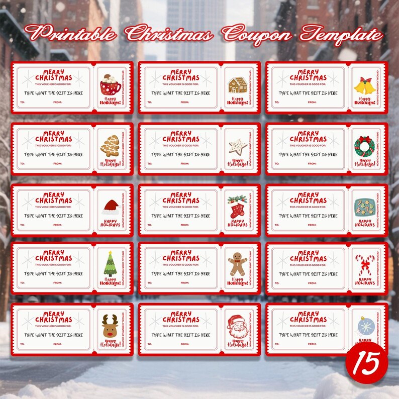 Printable Christmas Coupon Book, Editable Gift Voucher (digital ...