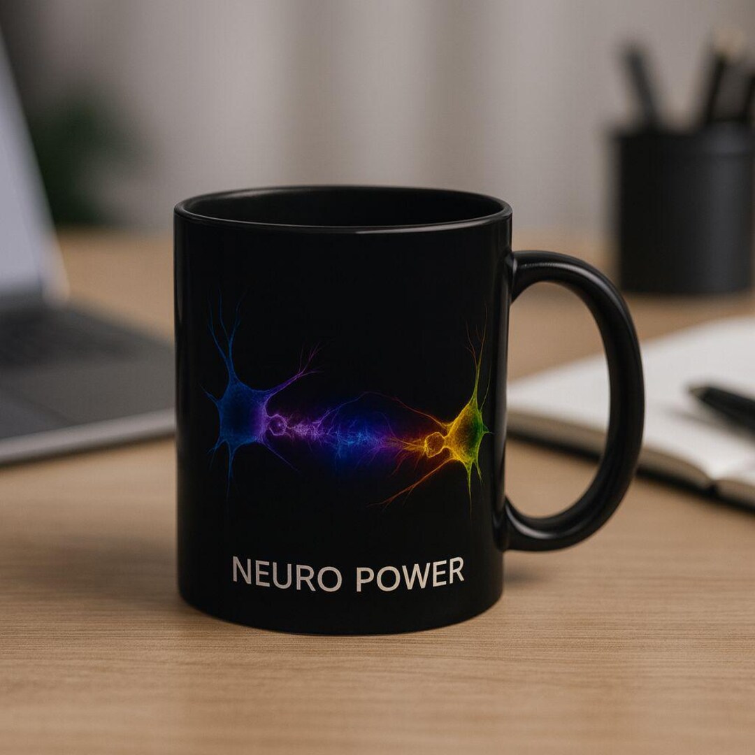 Neuro Power Neuron Artwork Mug | Black Ceramic Coffee Cup - Etsy