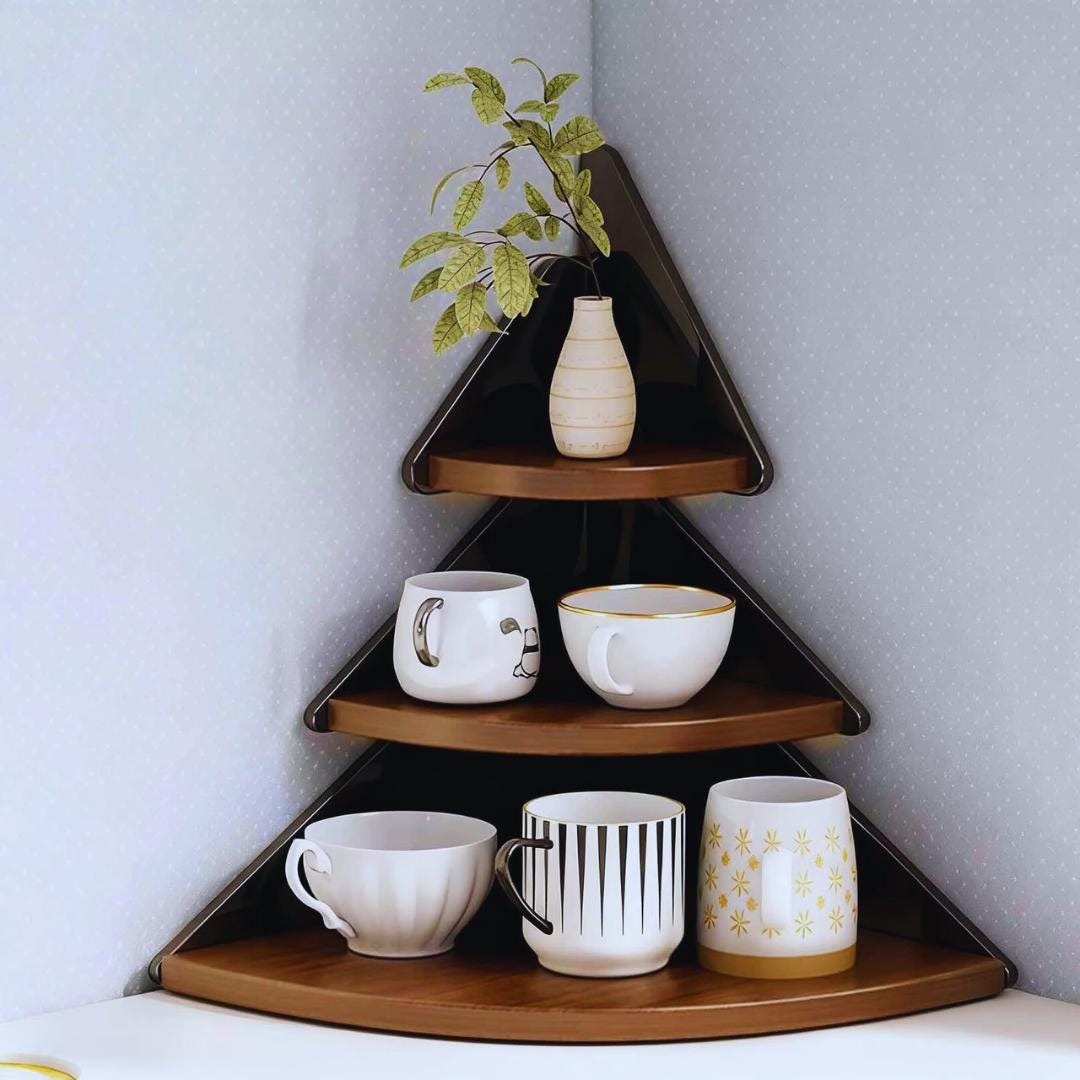 Acrylic & Wood Xmas Corner Shelf – 3-tier Triangle Display Rack for ...