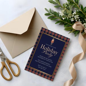 Designer Plaid Christmas Invitation Template | Editable Holiday ...