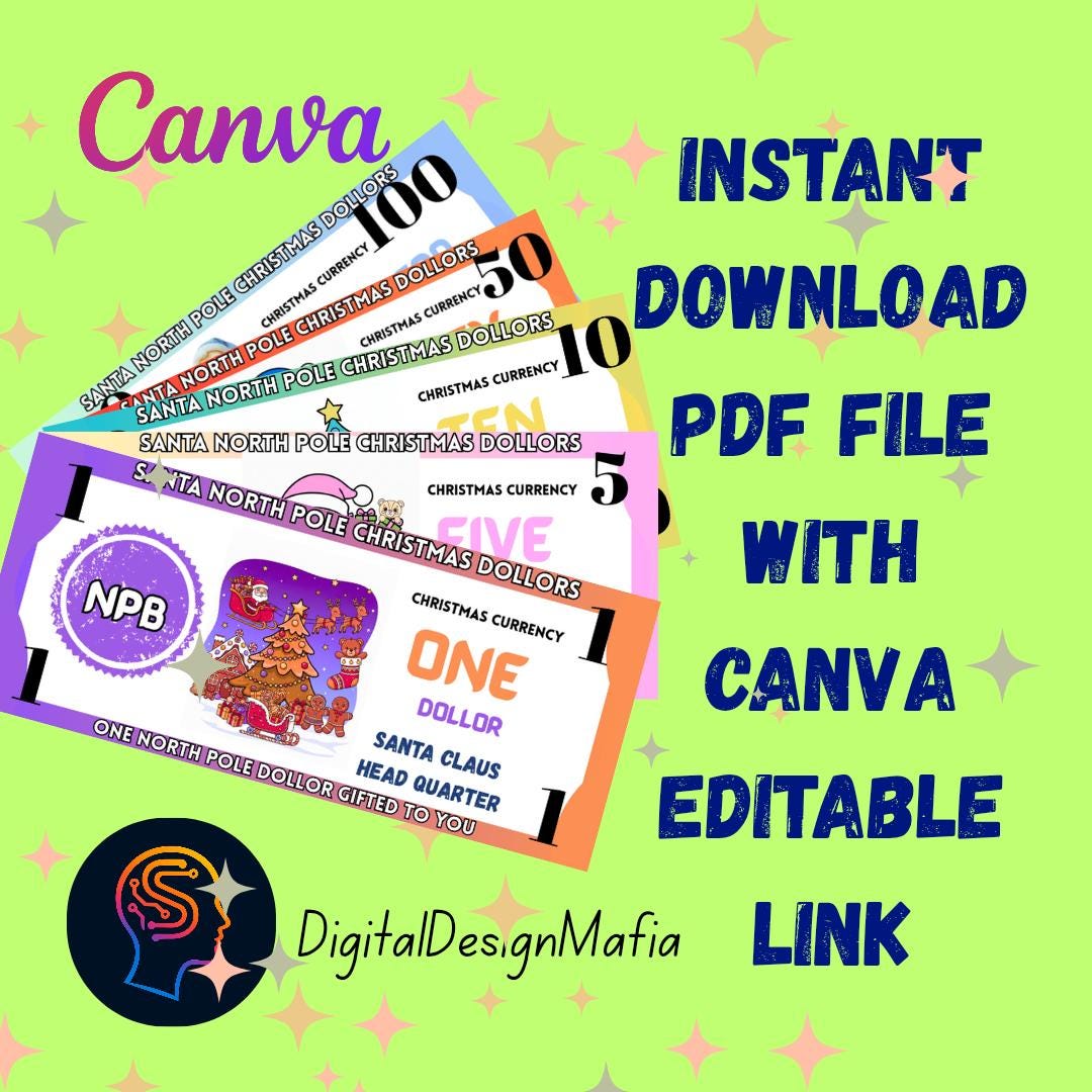 Printable North Pole Play Money | Kids Christmas Activity (canva ...