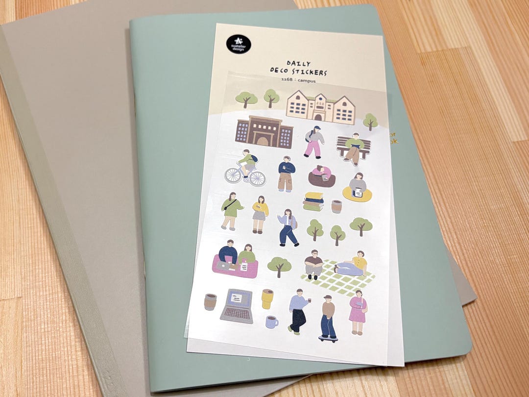 Campus Daily Life Sticker Sheet – Cozy Illustration Stickers for ...