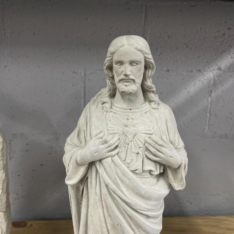 Standing Jesus Statue - Solid Concrete Handmade Garden Statue Decor ...