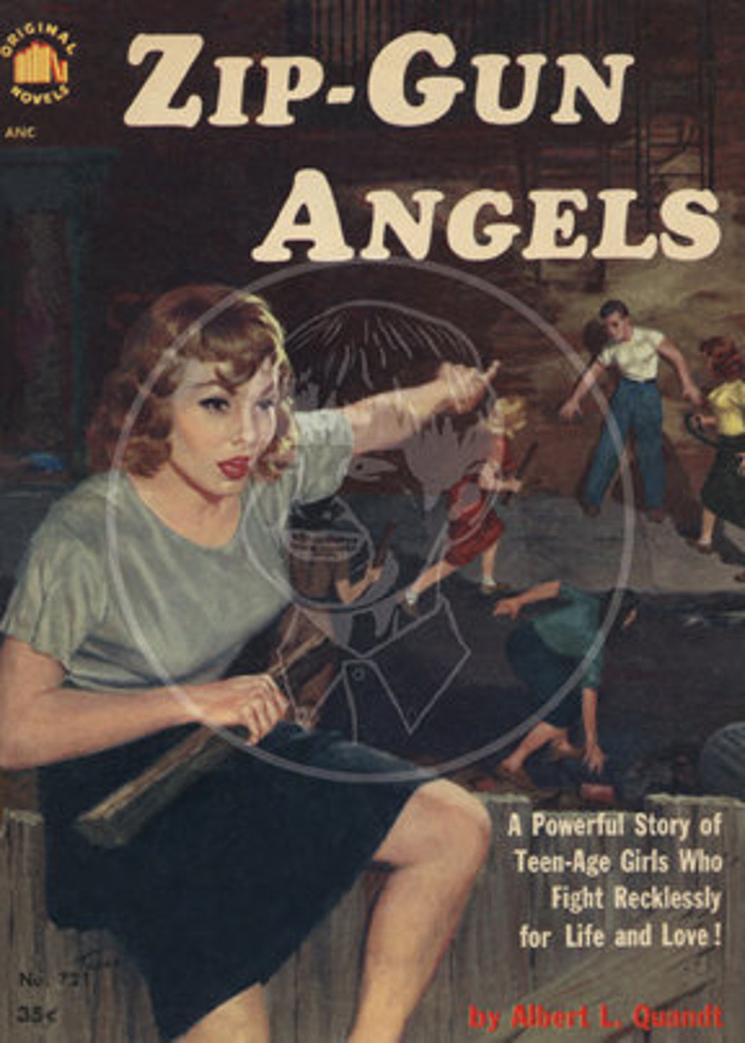 Zip Gun Angels - 10x14 Giclée Canvas Print of a Vintage Pulp Paperback ...