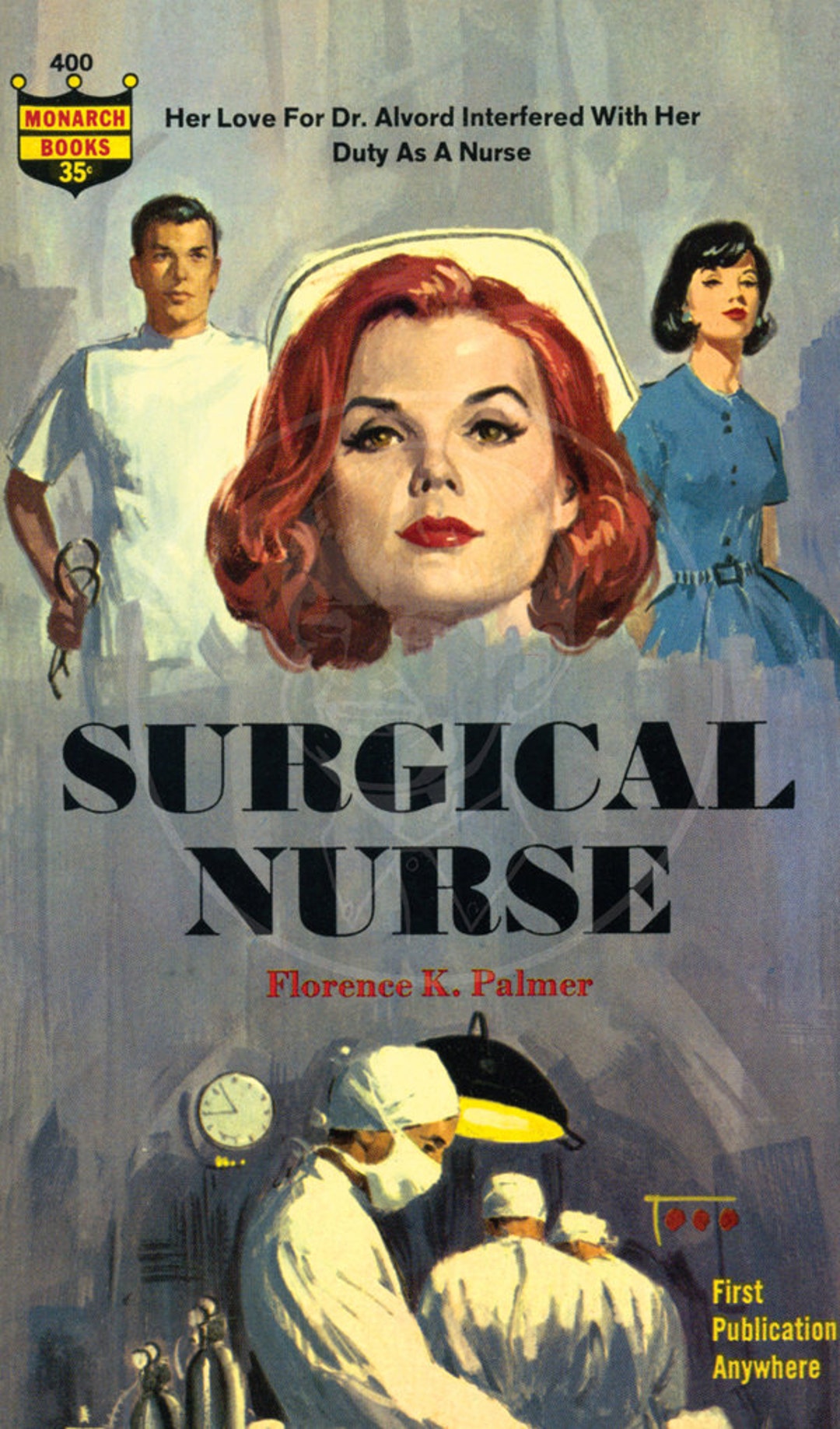 Surgical Nurse - 10x17 Giclée Canvas Print of a Vintage Pulp Paperback ...