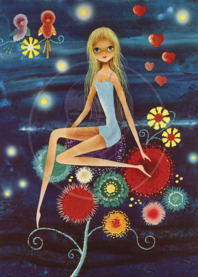 Groovy Art 034 10x14 Giclée Canvas Print of a Vintage - Etsy