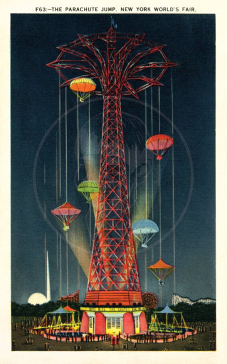 The Parachute Jump - 10x16 Giclée Canvas Print of Vintage Postcard - Etsy