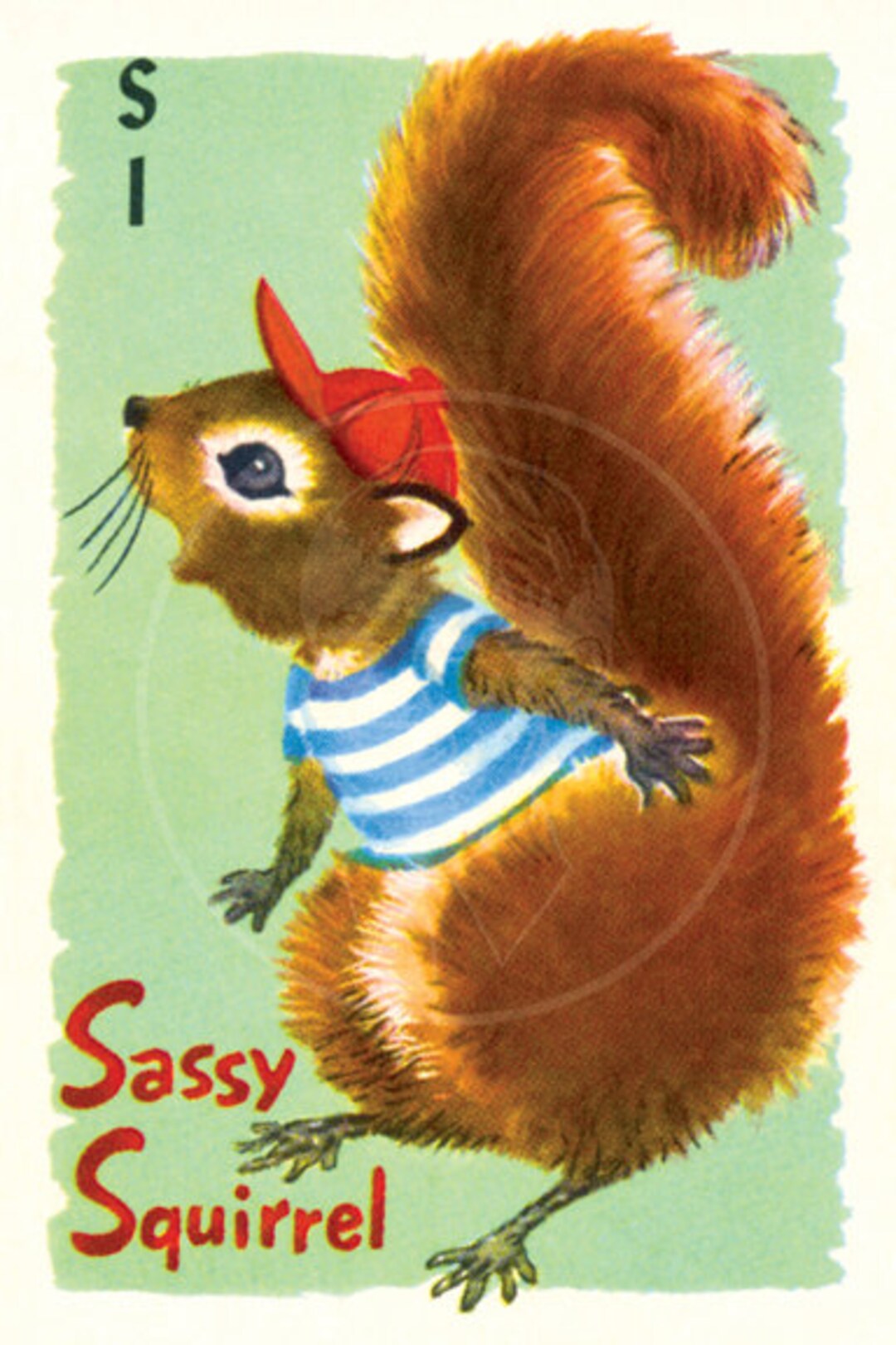 Sassy Squirrel - 10x15 Giclée Canvas Print of a Vintage Old Maid ...