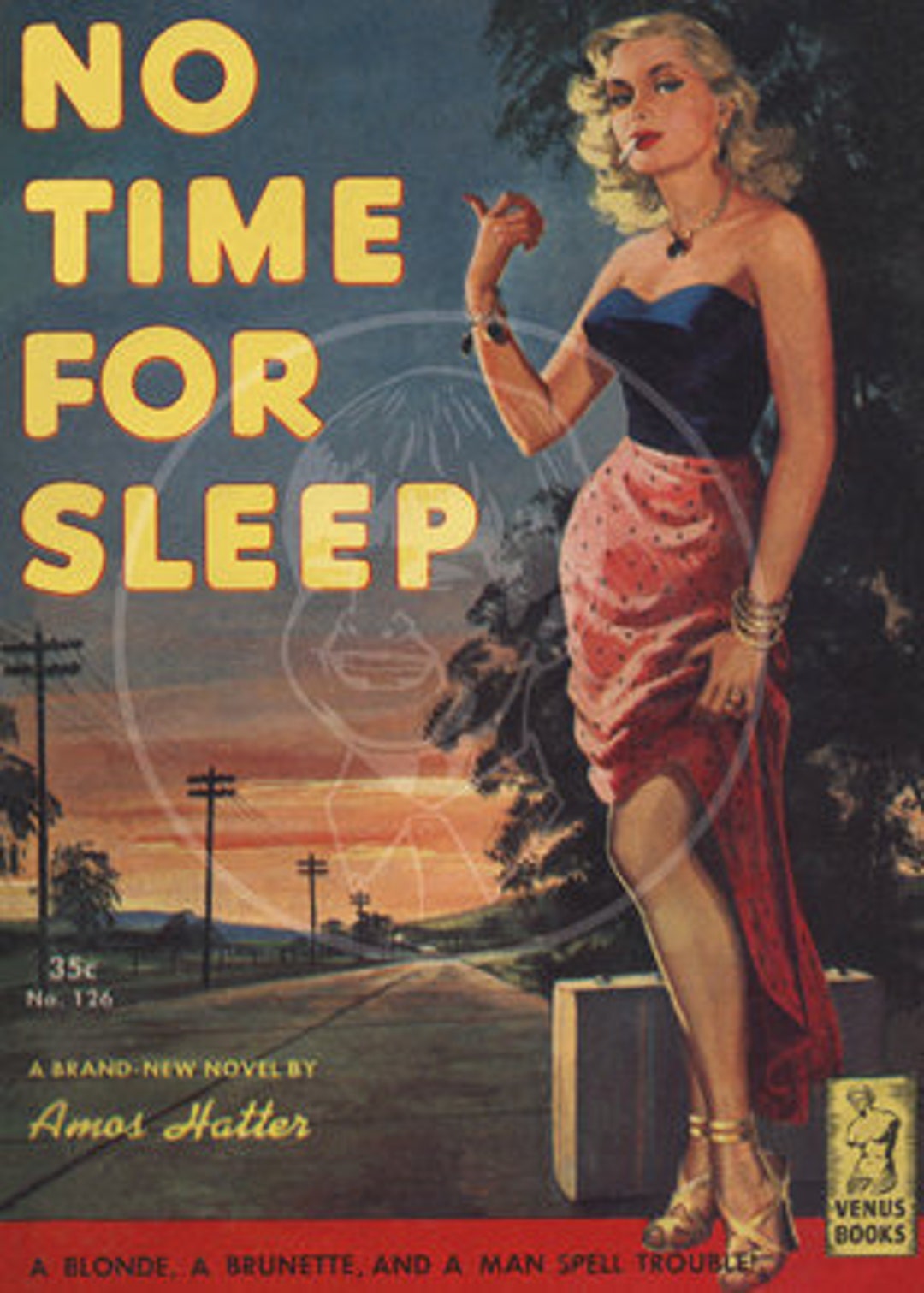 No Time for Sleep - 10x14 Giclée Canvas Print of a Vintage Pulp ...