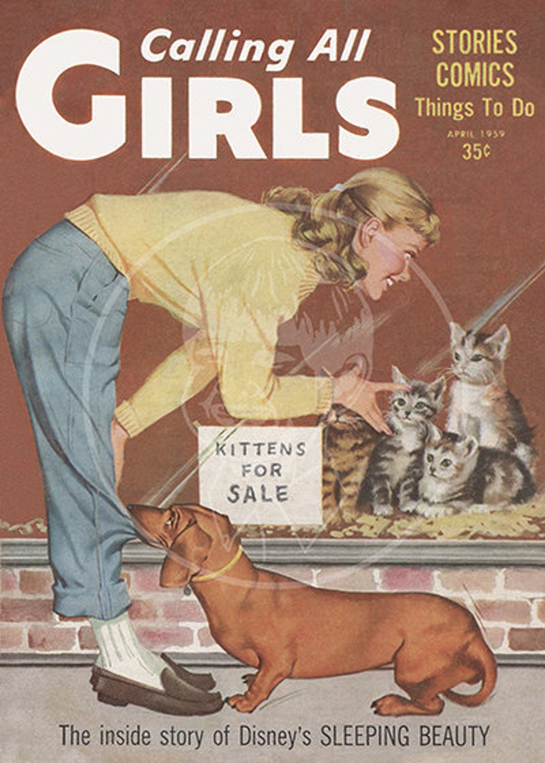 Calling All Girls (apr 1959) - 10x14 Giclée Canvas Print of a Vintage ...