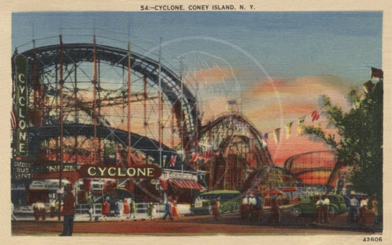 Cyclone Coney Island 10x16 Giclée Canvas Print of Vintage | Etsy