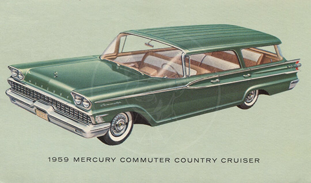 1959 Mercury Commuter Country Cruiser - 10x17 Giclée Canvas Print of a ...