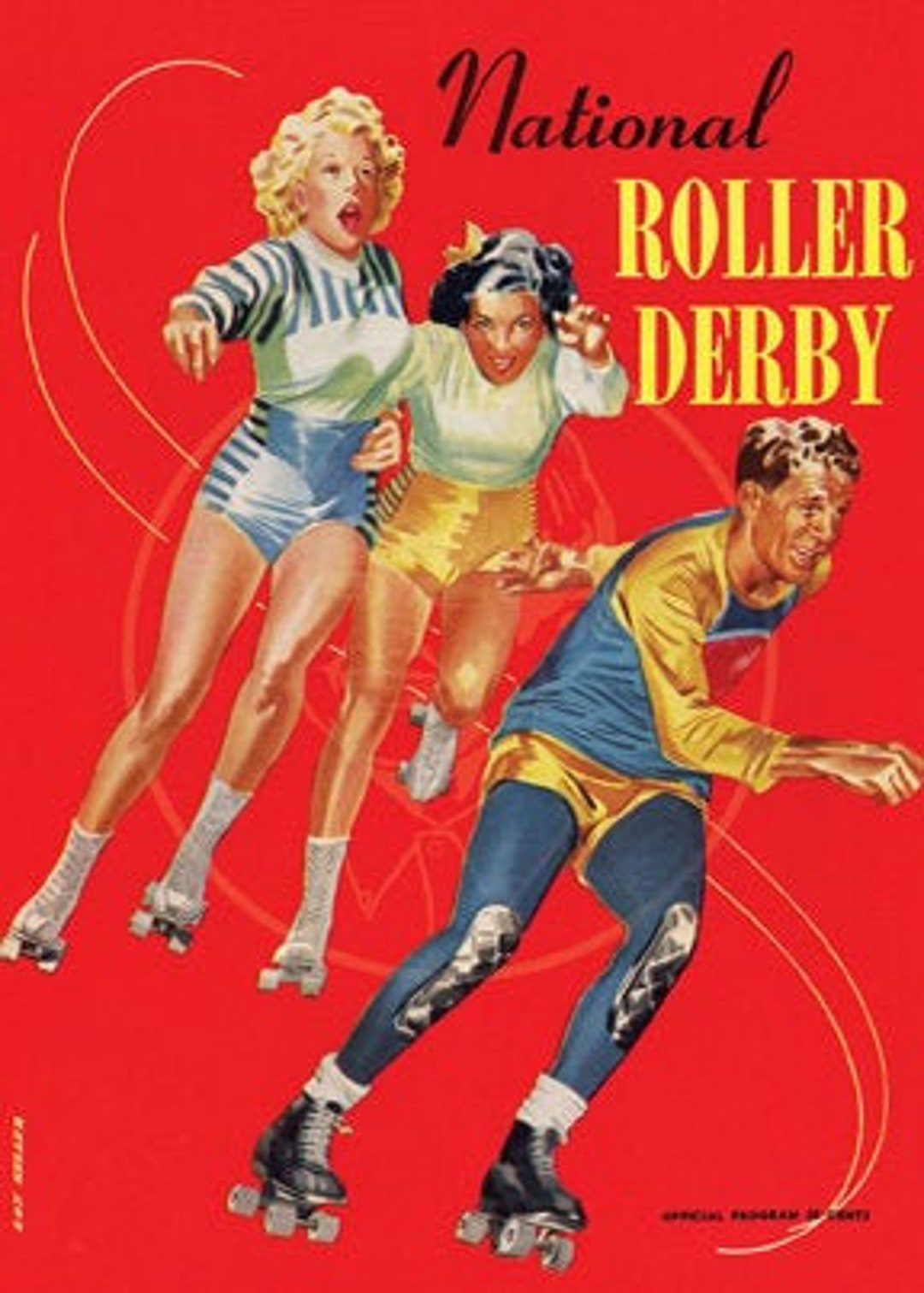 National Roller Derby Official Program C. 1950 - 10x14 Giclée Canvas ...