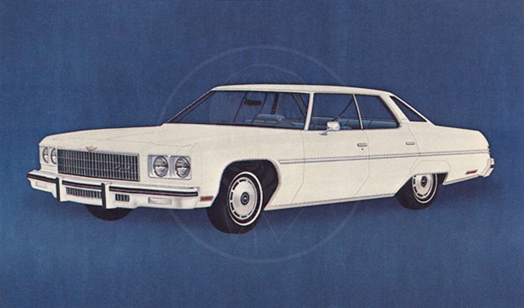 1975 Chevrolet Caprice Classic - 10x17 Giclée Canvas Print of a Vintage ...
