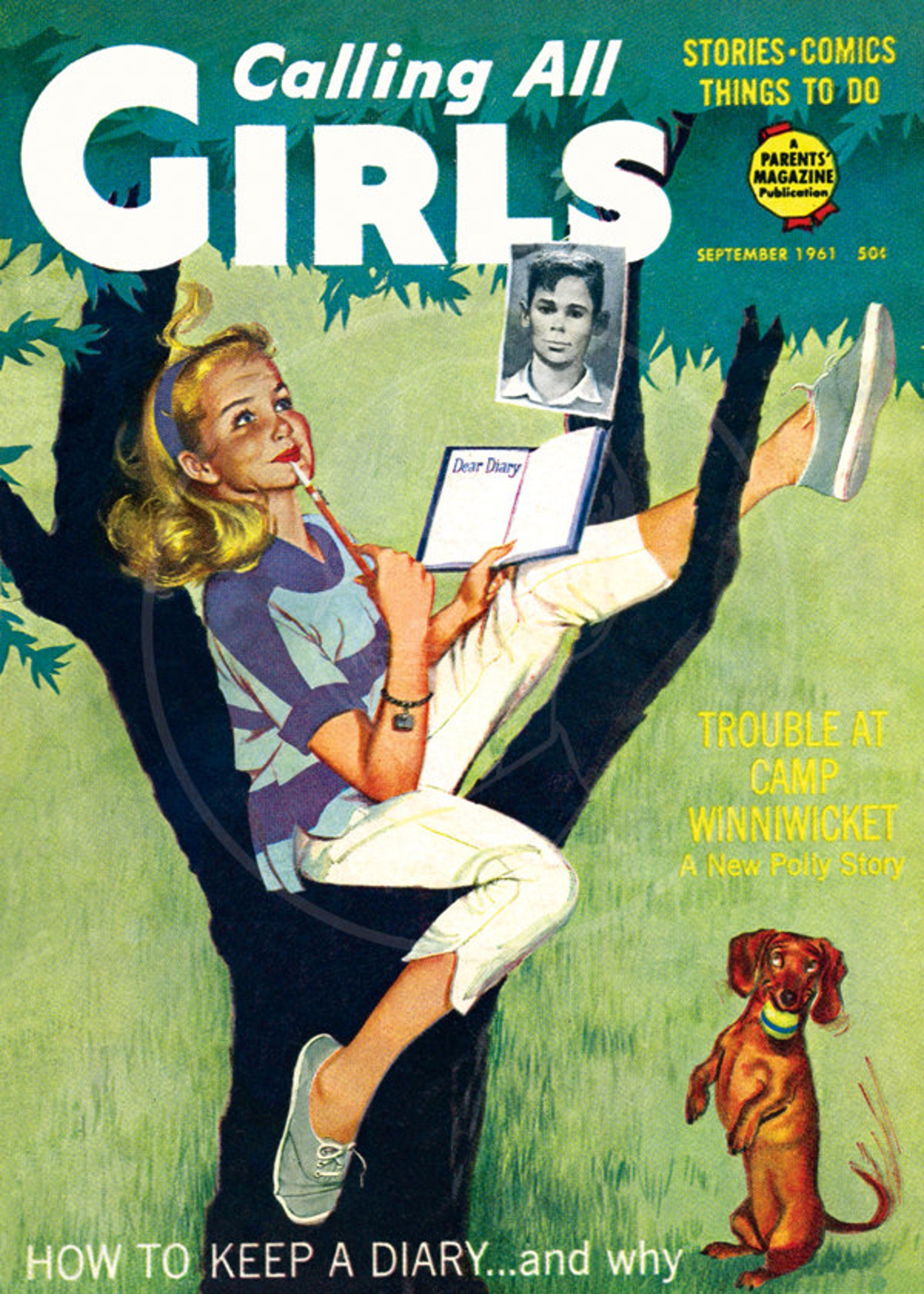 Calling All Girls sep 1961 10x14 Giclée Canvas Print of a Vintage ...