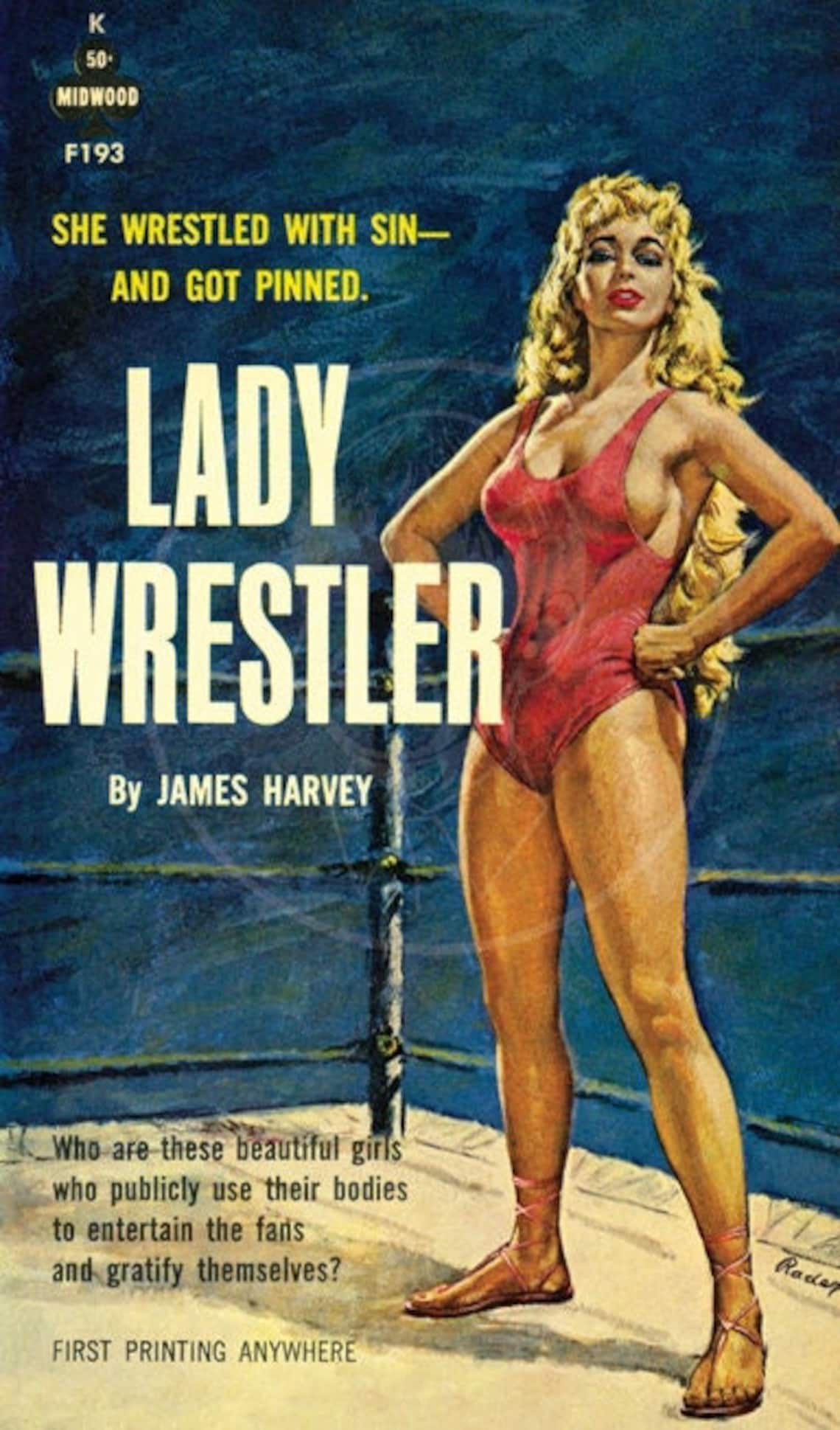 Lady Wrestler 10x17 Giclée Canvas Print Of Vintage Pulp Paperback Etsy