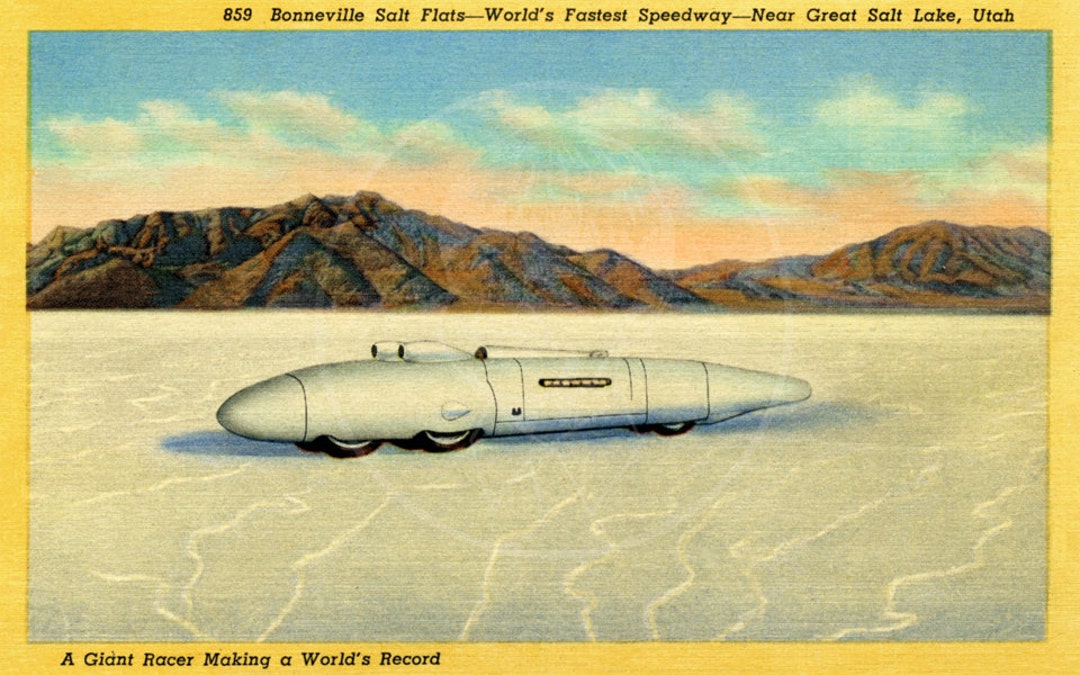 Bonneville Salt Flats Racer 10x16 Giclée Canvas Print of Vintage ...