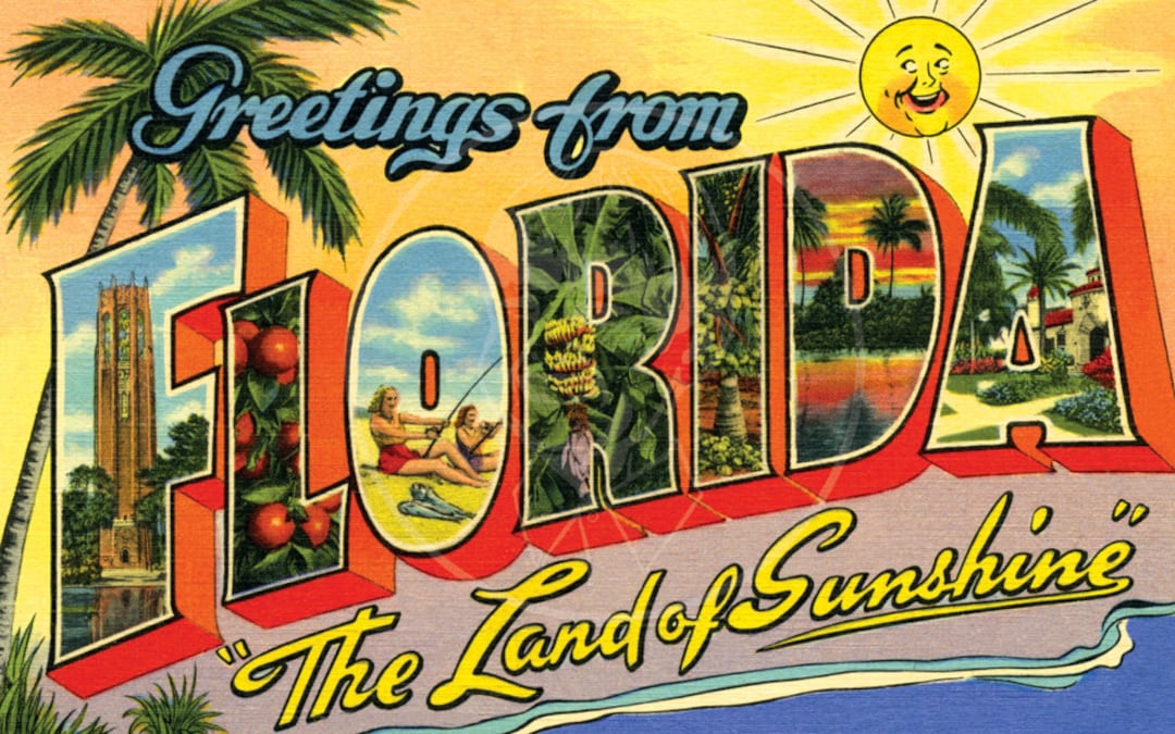 Greetings From Florida - 10x16 Giclée Canvas Print of Vintage Postcard ...