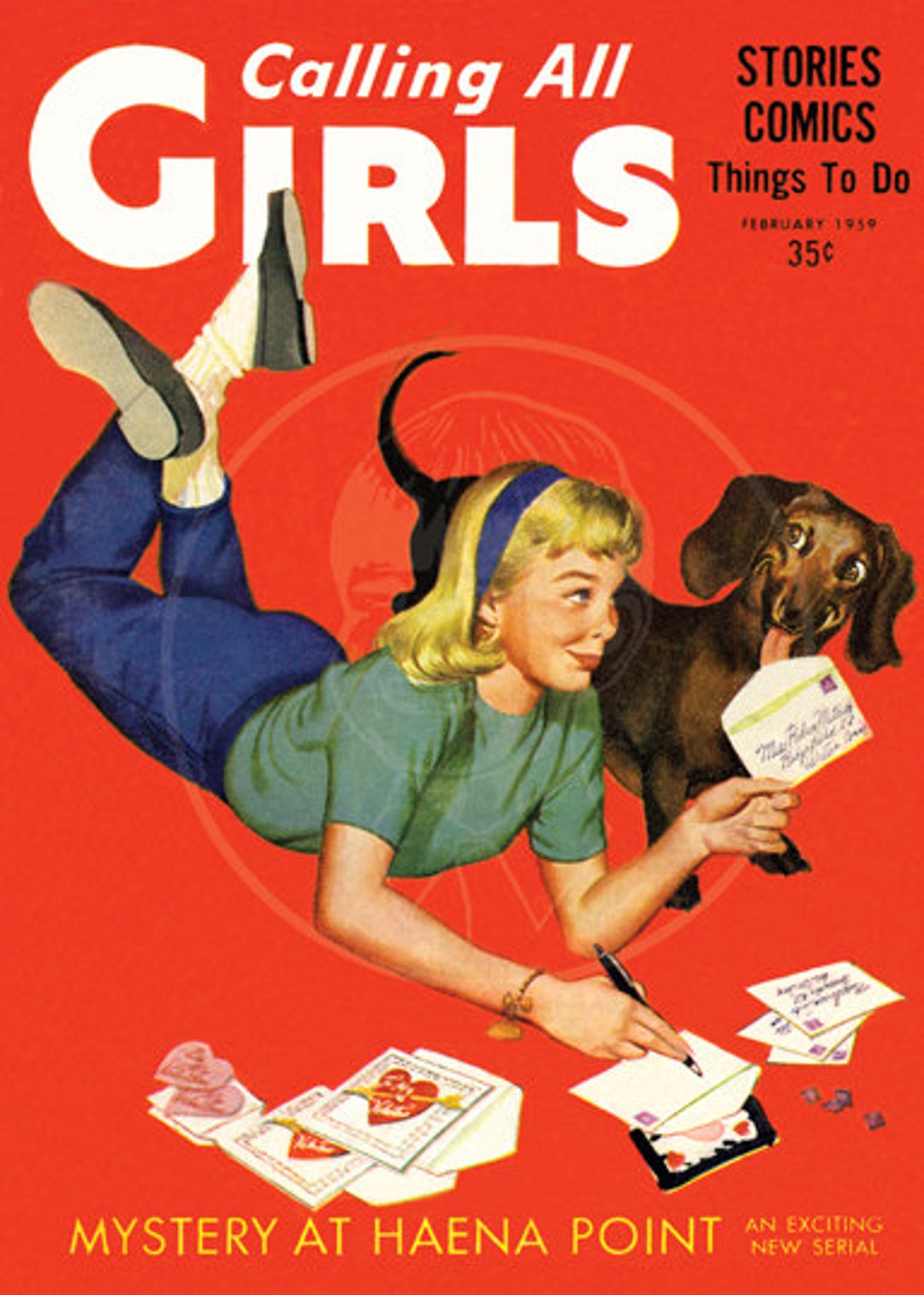 Calling All Girls (feb 1959) - 10x14 Giclée Canvas Print of Vintage ...