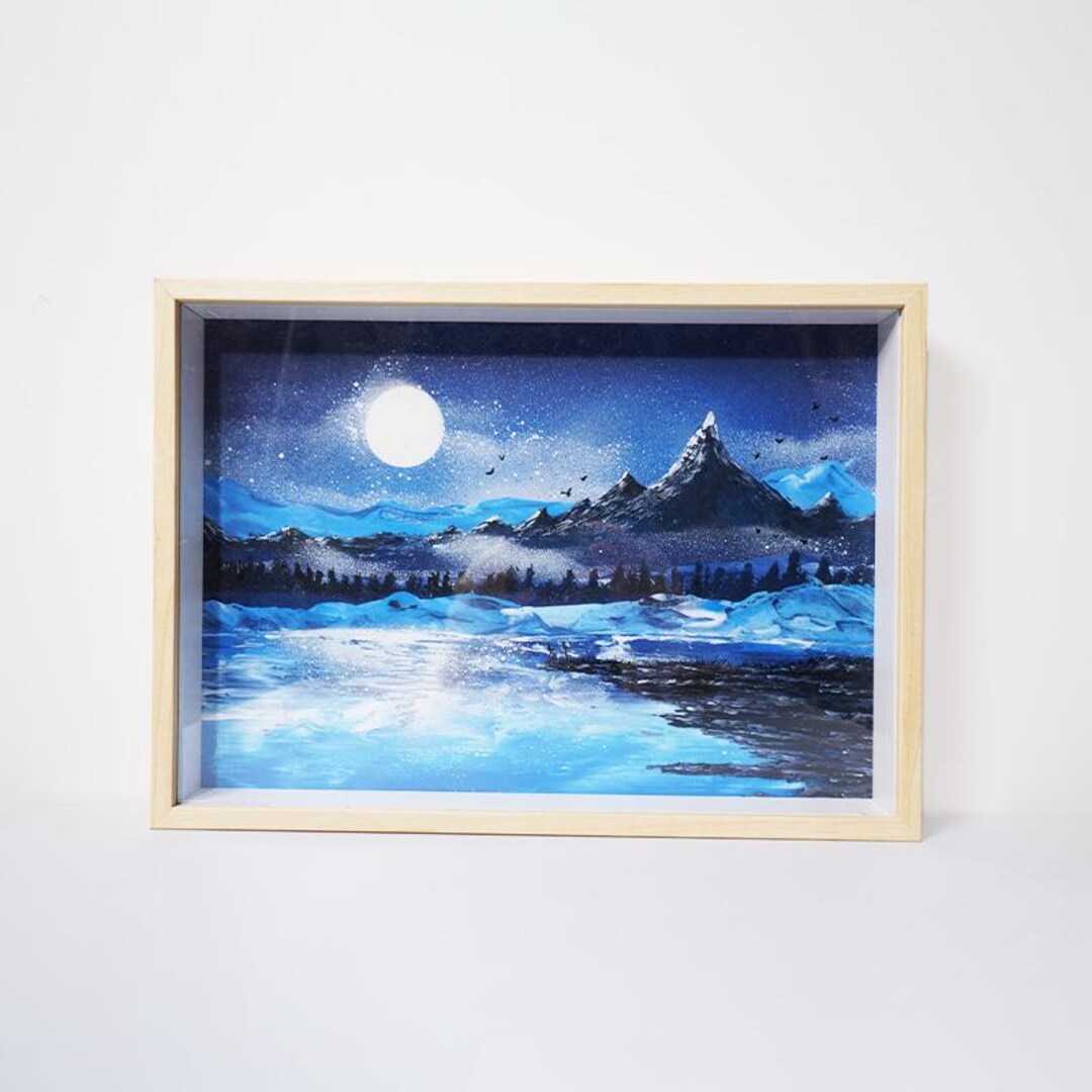 Spray Painting, Lakeside at Night, Spray Paint Art Landscape, Spray ...