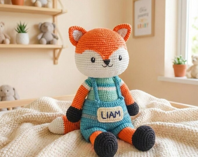 CROCHET PATTERN Lucy the Fox crochet amigurumi stuffed sitting forest ...