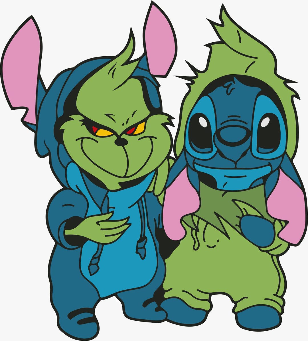 Grinch and Blue Cartoon PNG, Christmas Cartoon Duo Digital Download ...