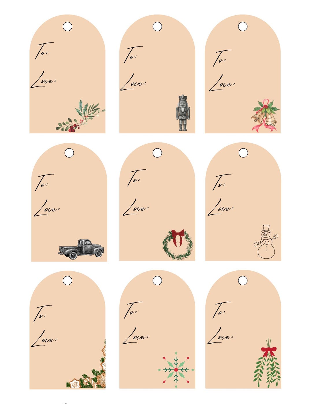 Printable Classic Tan Holiday Gift Tags - Etsy