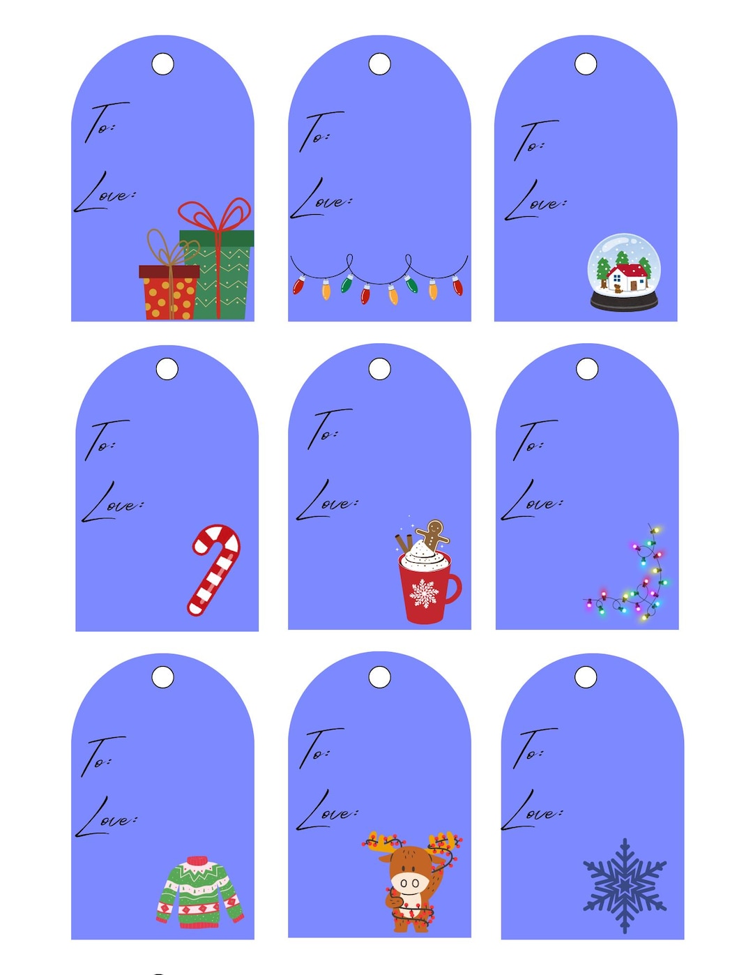 Printable Blue Holiday Gift Tags - Etsy