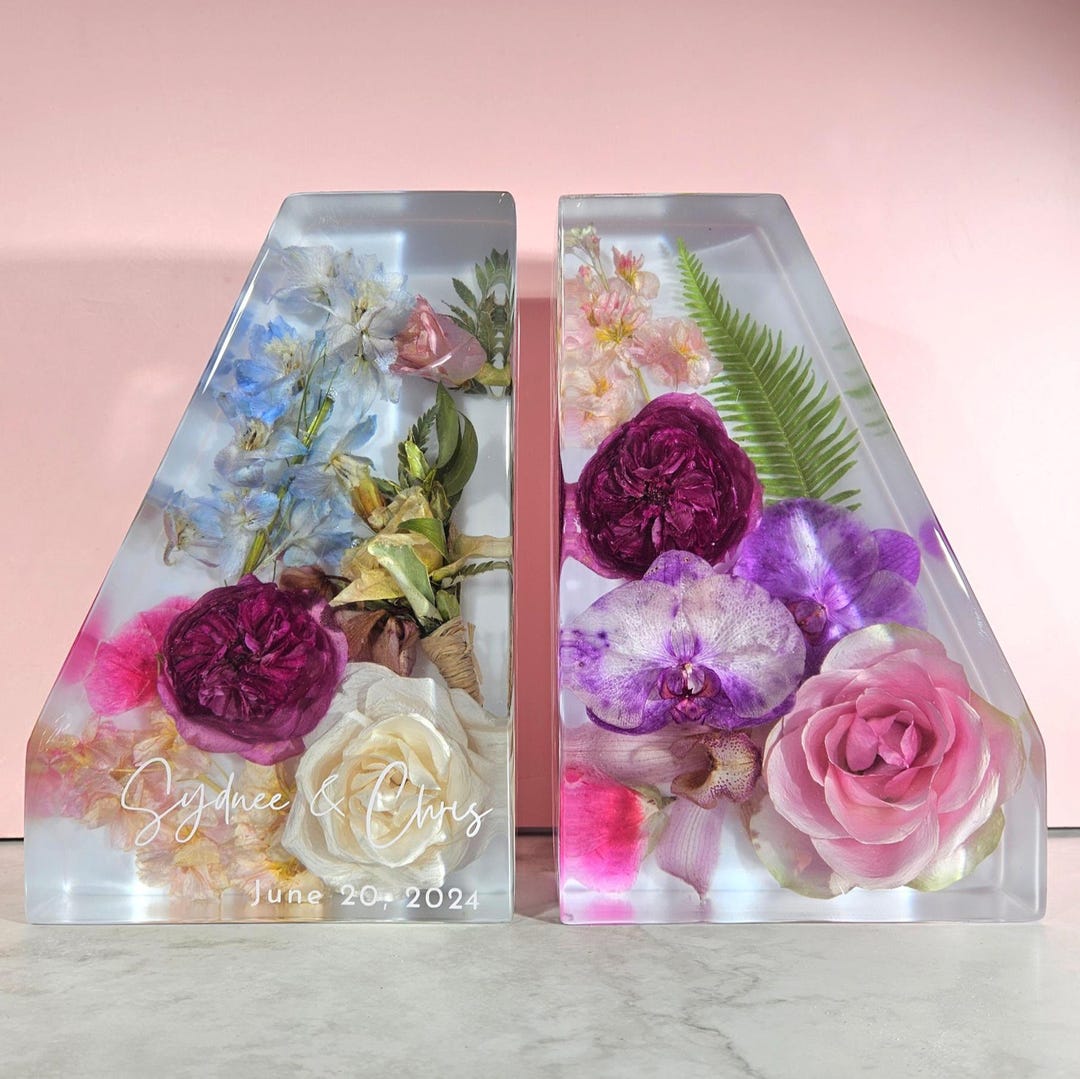 Resin Bookends: 3d Wedding Bouquet Preservation Keepsake - Etsy