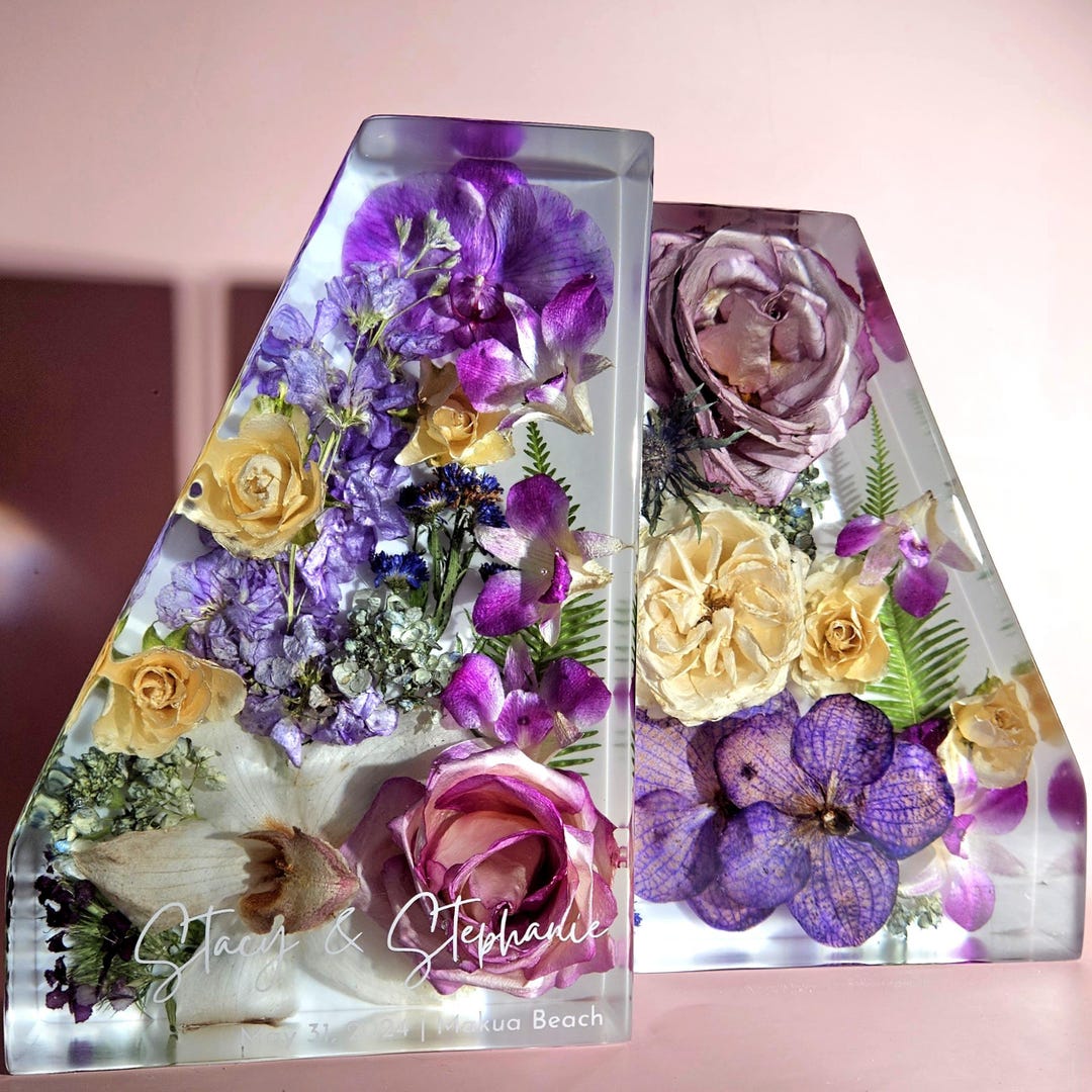 Resin Bookends: 3d Wedding Bouquet Preservation Keepsake - Etsy