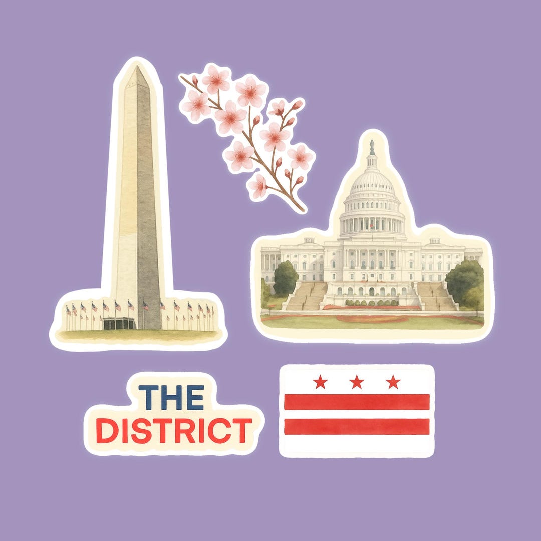 Washington DC Sticker Bundle | District of Columbia Stickers | Cherry ...